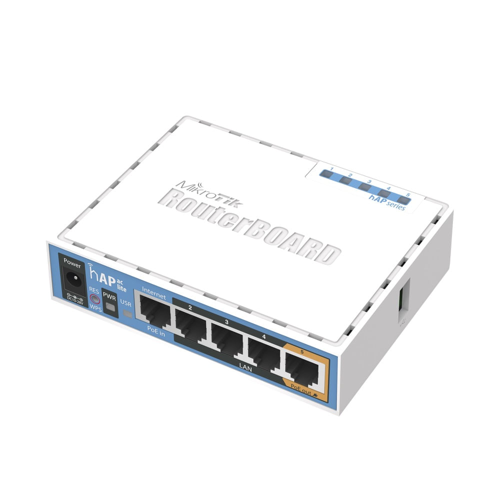 Routerboard hAP ac lite de MikroTik, Doble banda y 5 puertos fast ethernet
