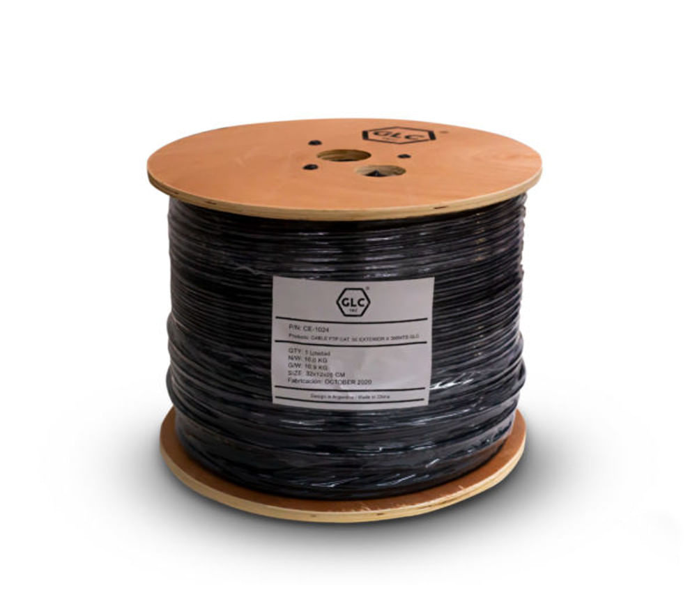 Rollo de cable FTP blindado CAT 5E en 305Mts para uso de exterior 45% cobre